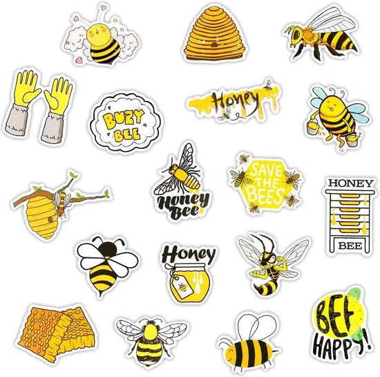 New Age Devi - "50 Stickers met Bijen/Honing/Imker/Geel/Honey Bee Tekst ...