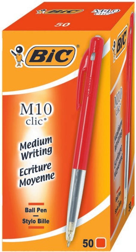 BIC M10 Original Clic - 50 stuks - Balpen - Rood - Medium 1.0mm | bol