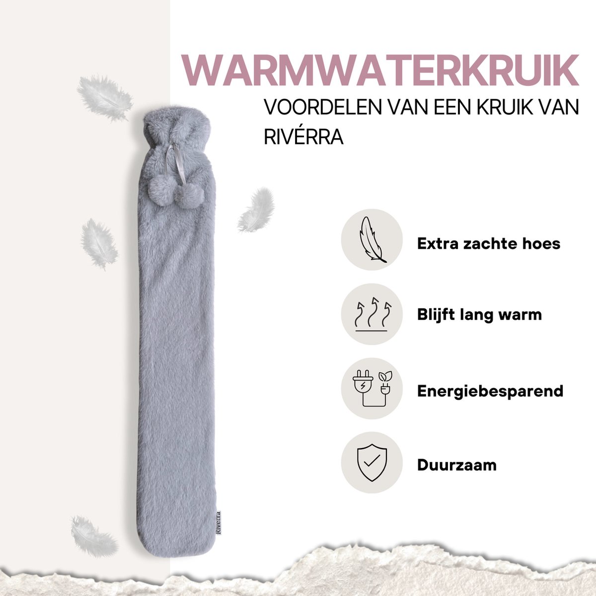 Rivérra Lange Kruik met Extra Zachte Hoes - Warmwaterkruik - Valentijn ...