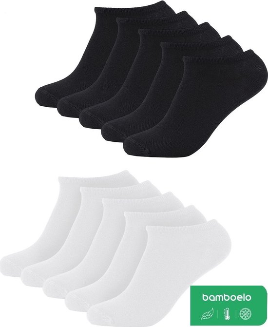 Sneaker Socks - Sneakersokken 10 Paar - Wit en Zwart - Dames & Heren ...
