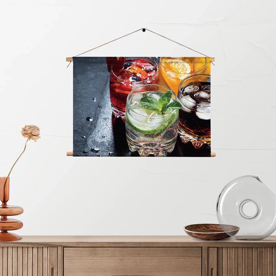 Textielposter Cocktails Rechthoek Horizontaal XL (75 X 90 CM) - Wandkleed - Wanddoek -... | bol