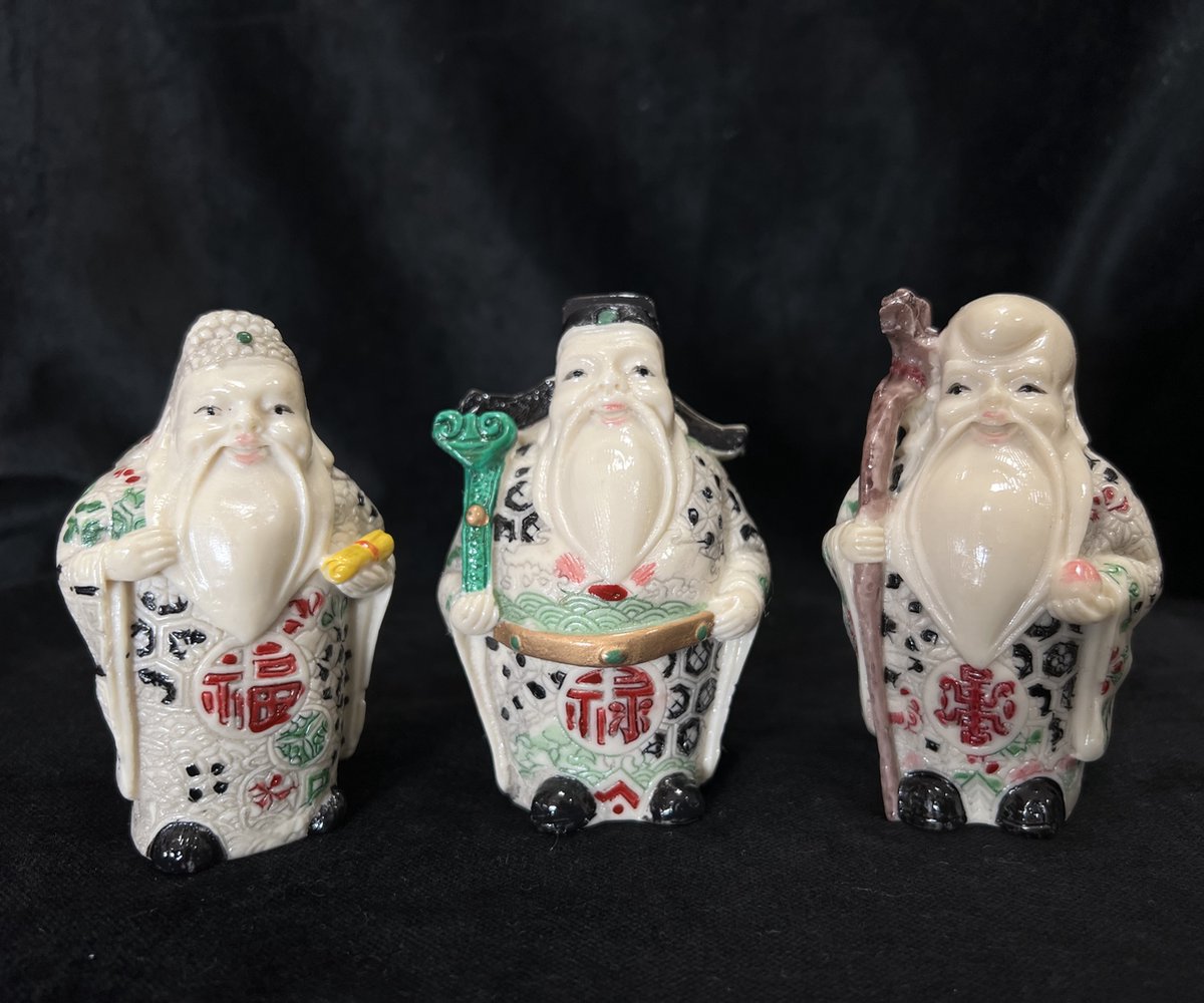 Boeddha set van 3 Fu Lu Shou Feng Shui geluk rijkdom en Longleven 9,5cm ...