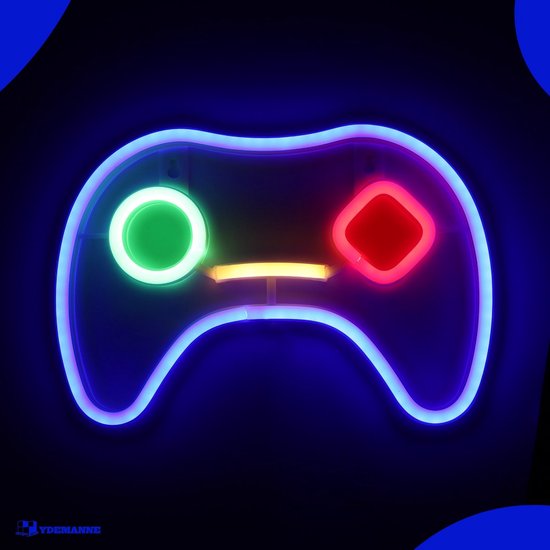 Neon Lamp - Game Controller Blauw + Buttons - Incl. 6 Batterijen - Neon ...