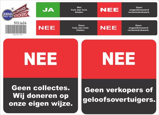 Ja Nee stickers samen met anti colportage deurstickers. | bol