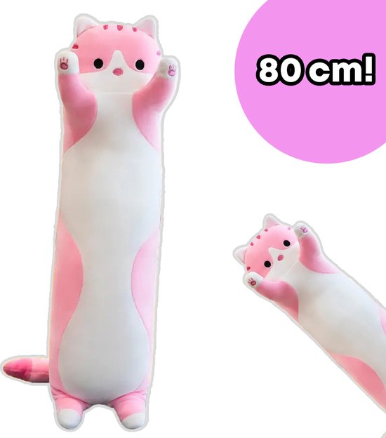 Knuffelkings® Kawaii Kussen - Knuffel Kat - Cat Plush - Lange Kat ...