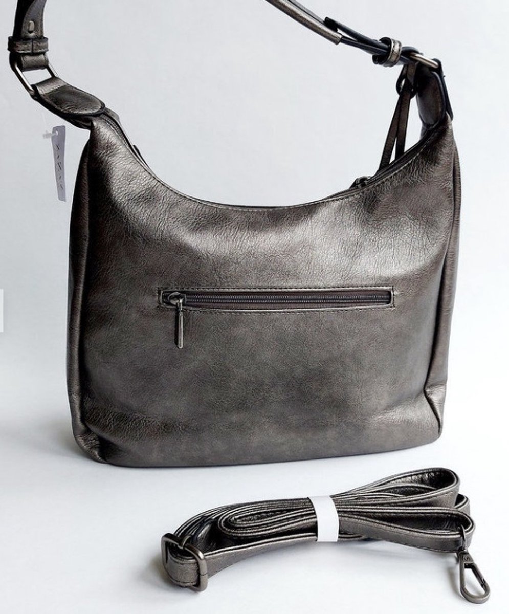 zaZa'z - Handtas - Schoudertas - Zilvergrijs - Metallic - Studs | bol