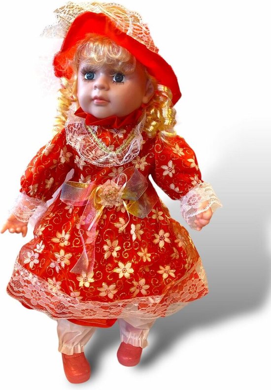Knuffel pop - Schattige en zachte pop met geluid - 57 CM - Rood | bol