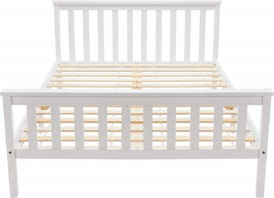 Tweepersoonsbed houten bed 140 x 200 cm massief houten bed met ...