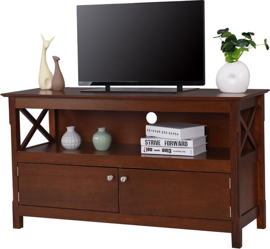 TV commode TV kast voor televisie tot 112 cm, commode Lowboard met plank en 2 deuren,... | bol