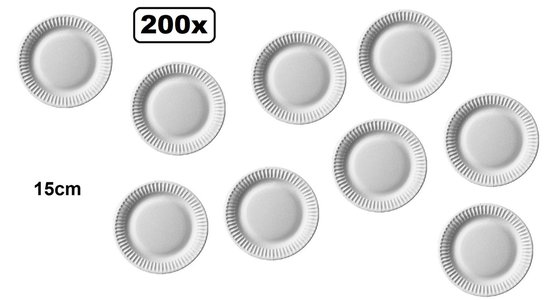 200x Kartonnen bordje 15cm wit - gebaks bord amuse tapas snack taart ...