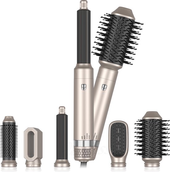 Krultang 6 in 1- Multistyler fohnborstel - Kort & Lang Haar - Goud ...
