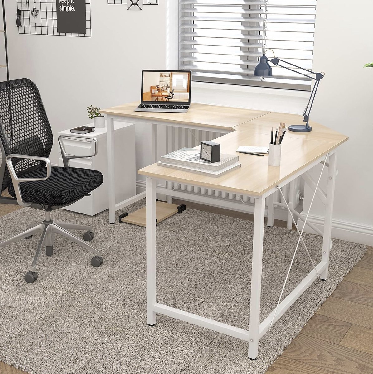 Computertafel hoekbureau in L-vorm, grote gamingtafel, L-bureau, pc ...