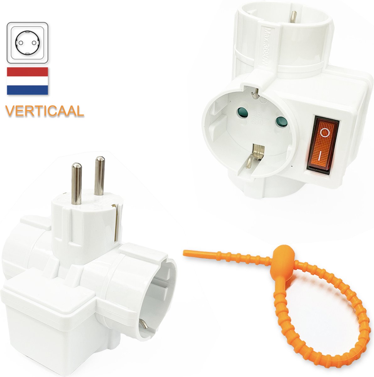 Colorful Sun® Stopcontact splitter - Verdeelstekker - Verticaal ...