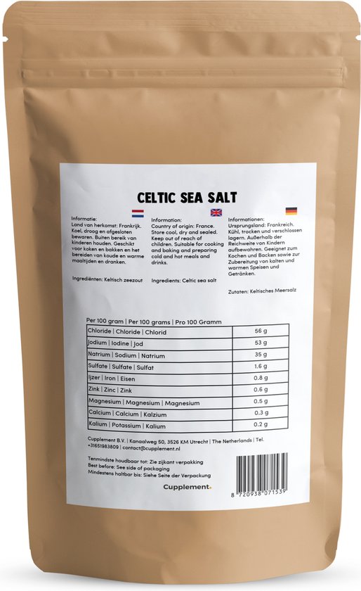 Cupplement - Keltisch Zeezout 250G - Grof Celtic Sea Salt - Grof Zout | bol