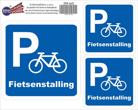 Fietsenstalling stickers set van 3 stuks. | bol