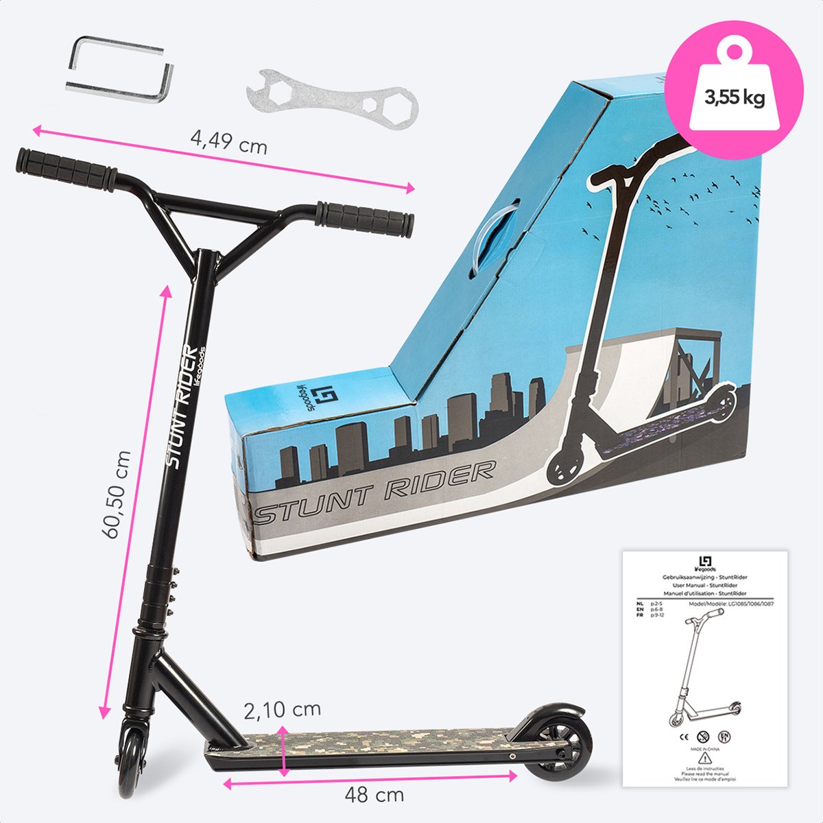 LifeGoods StuntRider - Stuntstep - Step 8+ Jaar - 100mm Wielen ...