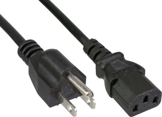 InLine USA Stroomkabel met C13 plug - zwart - 1,8 meter | bol