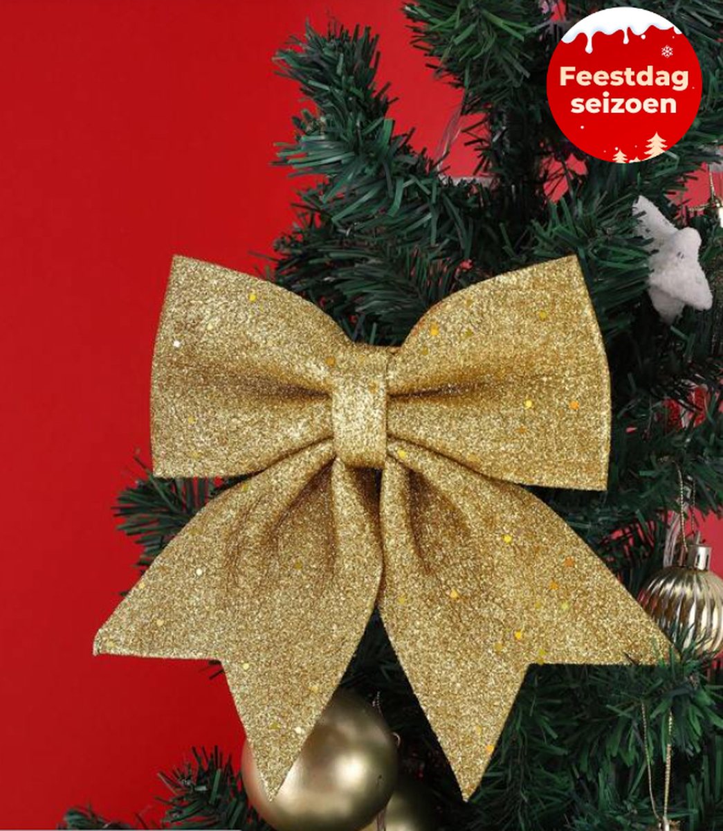 Kerstboom strik - Goud - Glitter - kerstmis - kerstboom versiering ...
