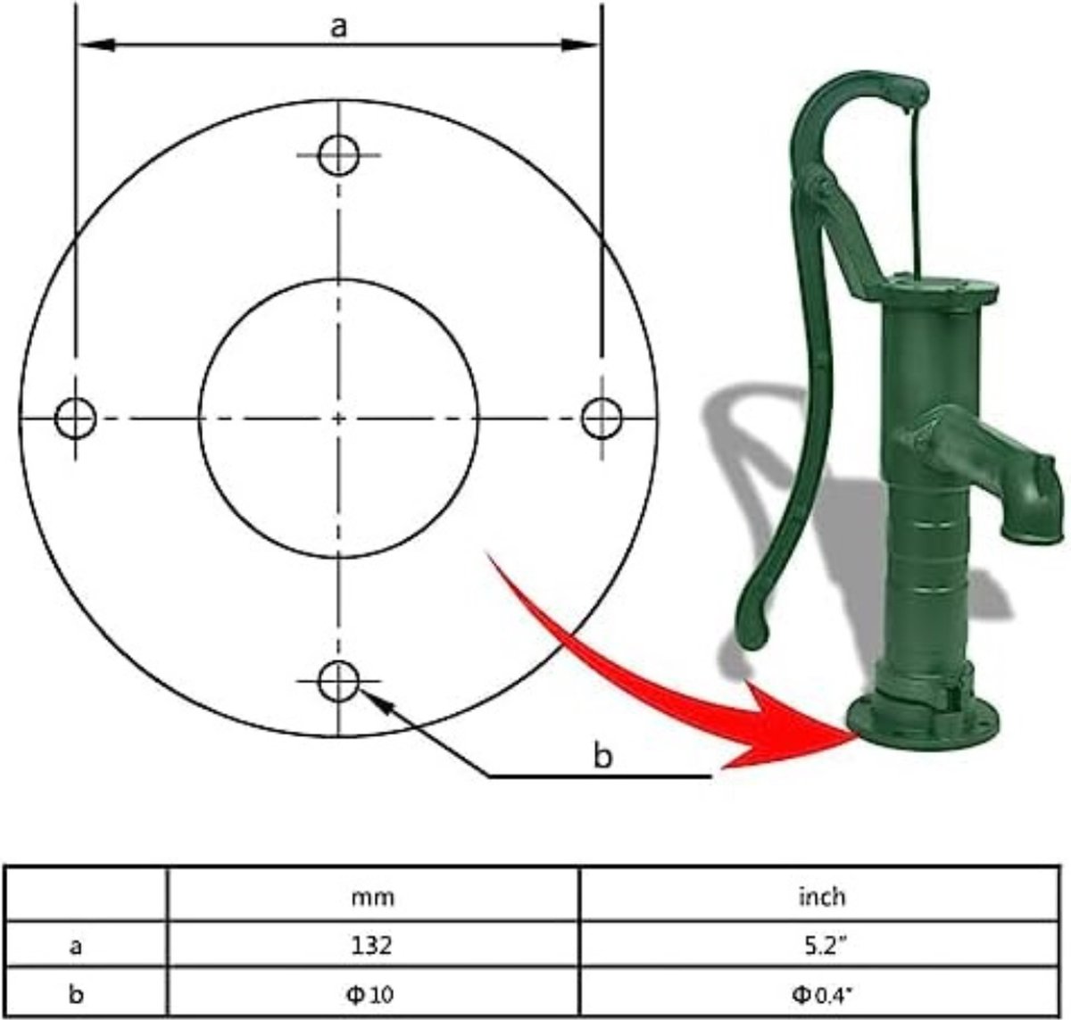 Handwaterpomp - Zwengelpomp - Handwaterpomp Gietijzer - Tuinwaterpomp ...