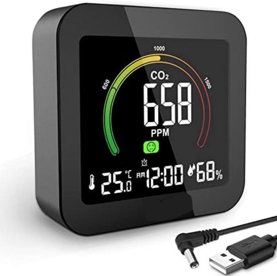 Co2 Meter - Co2 Meter Binnen - Co2 Melder - Co2 Meter Luchtkwaliteitsmeter | bol