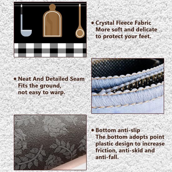 Kitchen Rug Runner Rubber Back, 2 Pieces Kitchen Runner Non-Slip ...