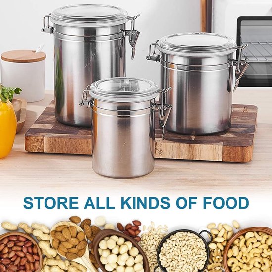 Stainless Steel Storage Jars, 4 Storage Jars, Food Storage Containers ...