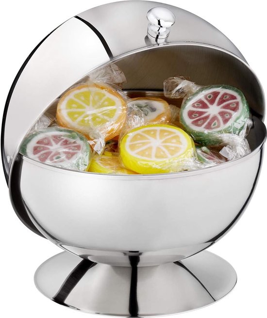 Suikerbol, suikerpot met roldeksel, roestvrijstalen suikerpot met ...