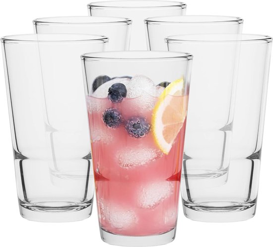Waterglazen, cocktailglazen, set van 375 ml, set van 6, watersap, bierglas, tumblers,... | bol