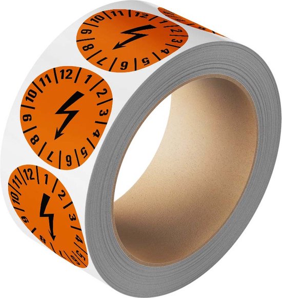 Elektrische keuringssticker op rol Oranje 40 mm - 580 per rol | bol