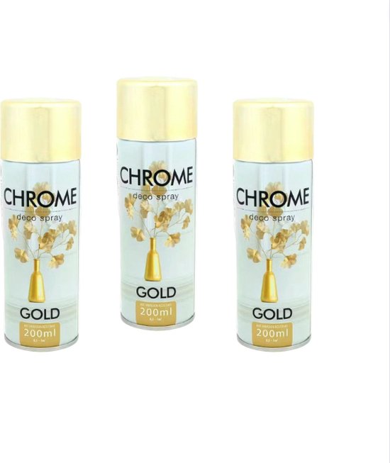 Gold chromespray - Chrome Spray Goud - Spuitbus | spuitverf - 3 x 200 ml | bol
