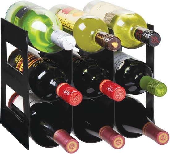 wijnflessen, vrijstaand, flessenrek met glashouders, voor keuken, bar ...