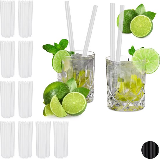relaxdays 500 x rietje horeca - drinkrietje - 10 mm Ø - 20 cm lang ...