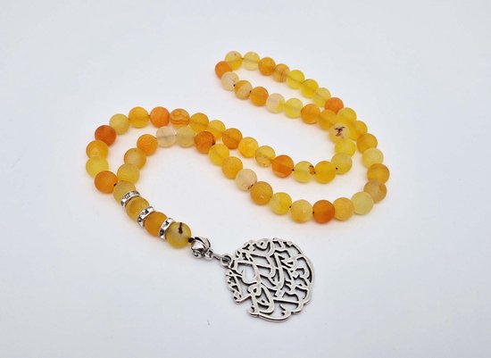 Natuurstenen Autohanger "Oranje frosted agaat"- Met metalen hanger "Qul ...