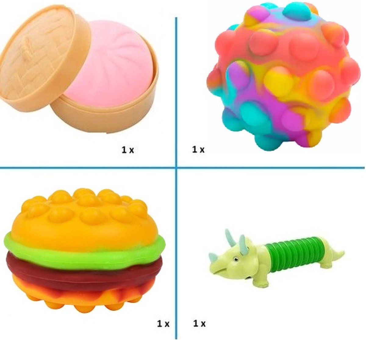 Fidget Pakket Finger Toys - 4 Stuks toppers TIKTOK - Hamburger Pop It ...