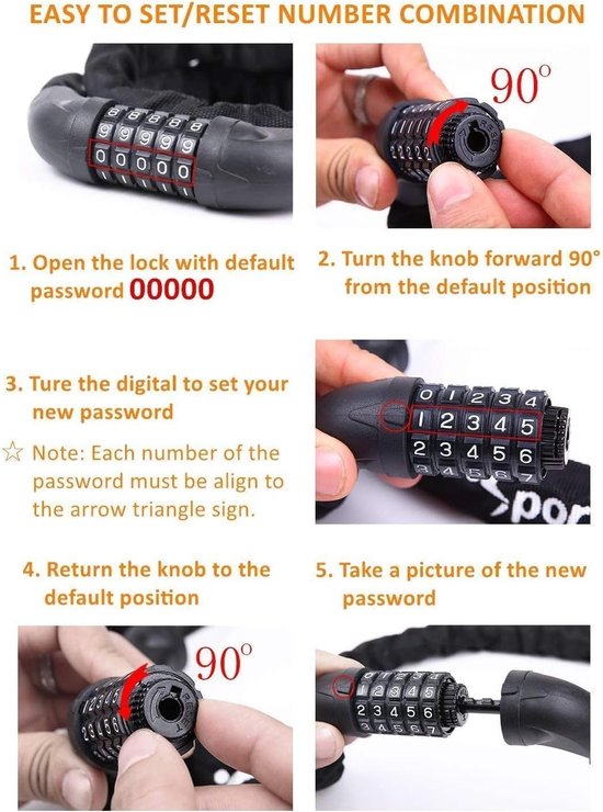 Fietsslot met cijfers en hoog veiligheidsniveau, fietsketting ...