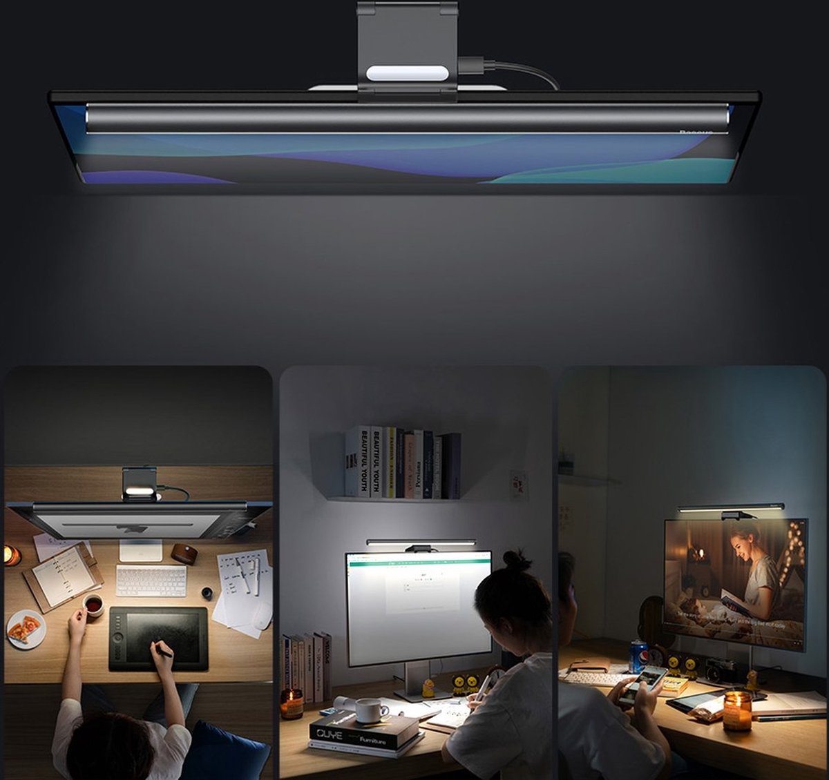 Baseus Monitor Lamp - LED Bureaulamp - Bureauverlichting - Dimbaar - 3 ...