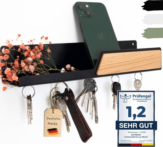 Astrein® Magnetic Key Rack Wooden Key Holder Oak Key Holder with Shelf ...