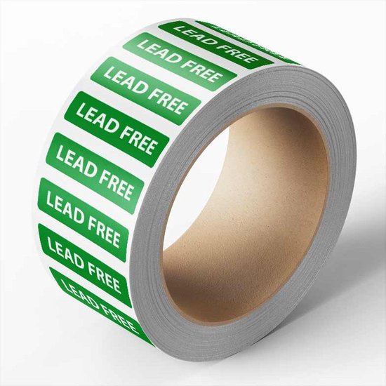 Sticker 'Lead Free' 25 meter op rol 15 x 45 mm | bol