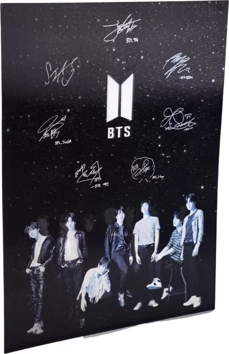 BTS Kpop Poster + Lijst 3D - 3D Effect - Handtekeningen met Zangers | bol