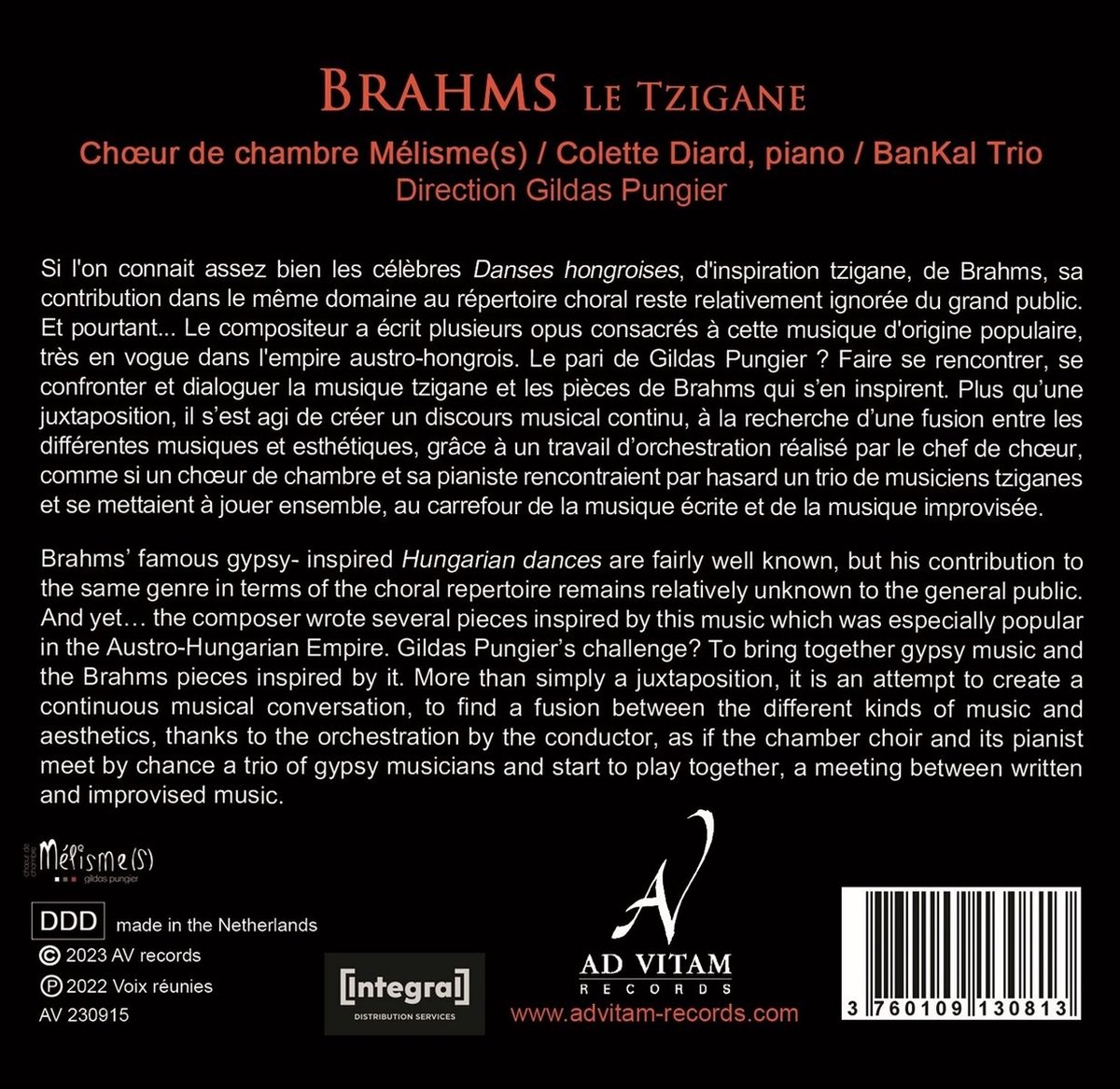 Colett Diard, Choeur De Chambre Melisme(s) - Brahms: Le Tzigane (CD ...