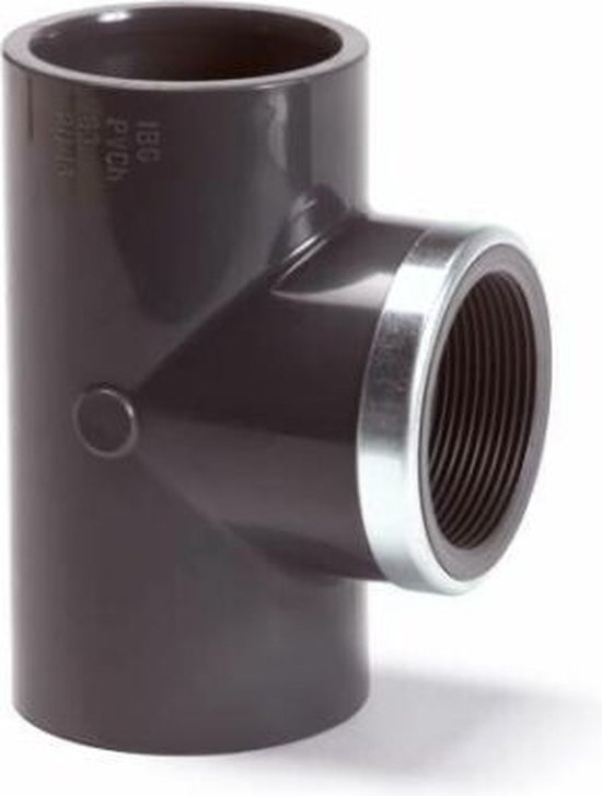 Druk PVC schroef t-stuk - 50mm x 1-1/2 Binnendraad +ring - 16 bar | bol