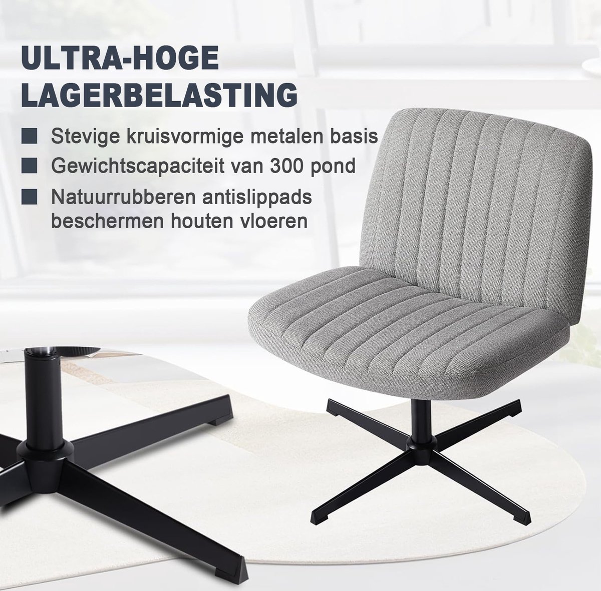 Bureaustoel zonder wielen - Armloze Kantoorstoel - Zonder wielen ...