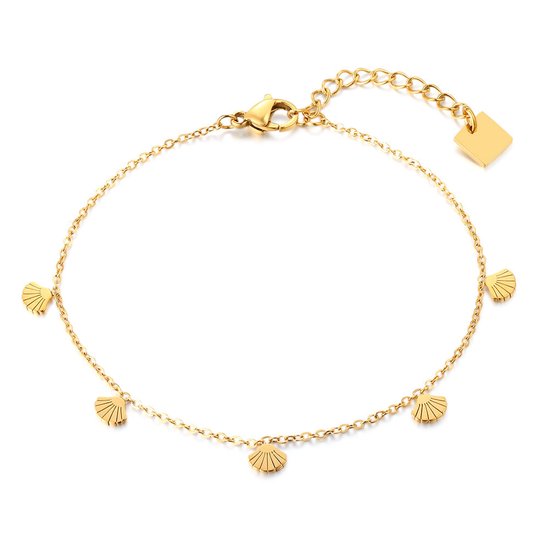Twice As Nice Armband in goudkleurig edelstaal, schelpjes 16 cm+3 cm | bol