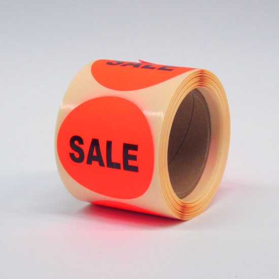 “Sale”” Korting stickers op rol - 225 per rol - rood | bol