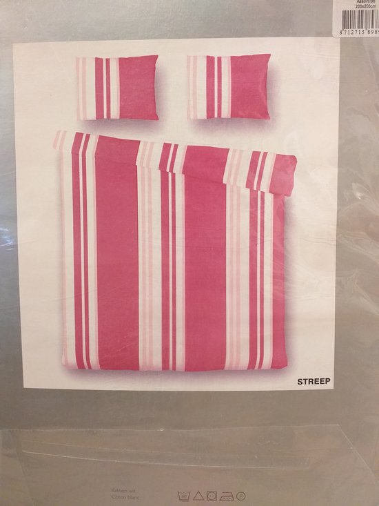 Dekbed overtrek 2 persoons - Streep Rood - 200 x 200 - 100% Katoen | bol