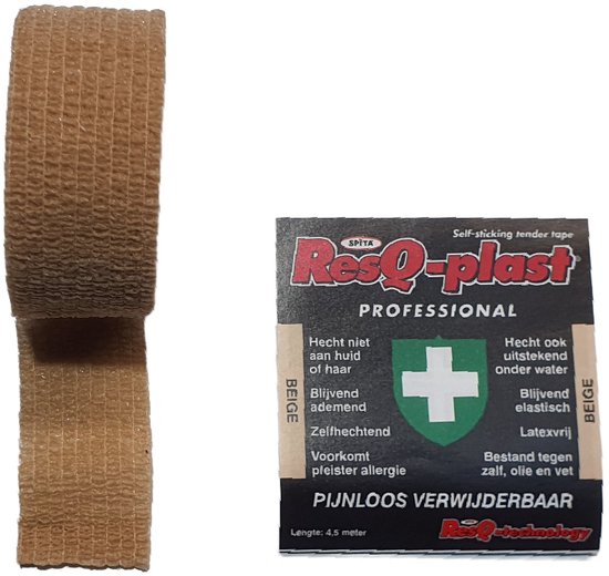 Beige ResQ-plast 25mm Zelfhechtende pleisters water en vet resistent | bol