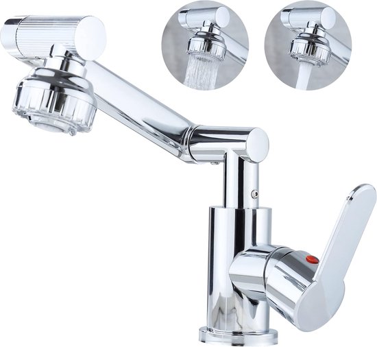 Washbasin Tap with 2 Jet Types, Bathroom Tap with 1080° Rotation, Mixer ...