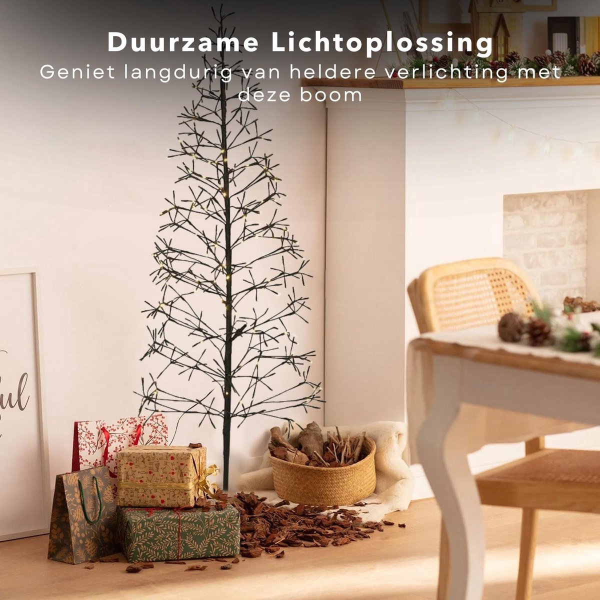 Cheqo® Sfeervolle Lichtboom - Kerstboom - 120 Cm - 160 Warm Witte LED's ...