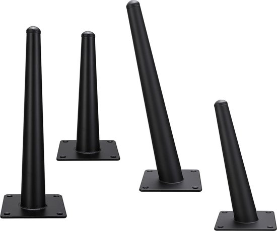 4 stuks meubelpoten, zwart metaal, met schroeven, doe-het-zelf ...
