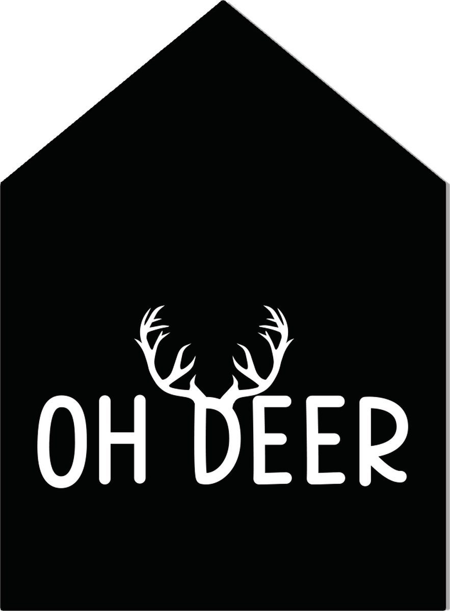 Label2X - Kersthuisje Oh Deer - Zwart - Forex - 30cm hoog - Met ...